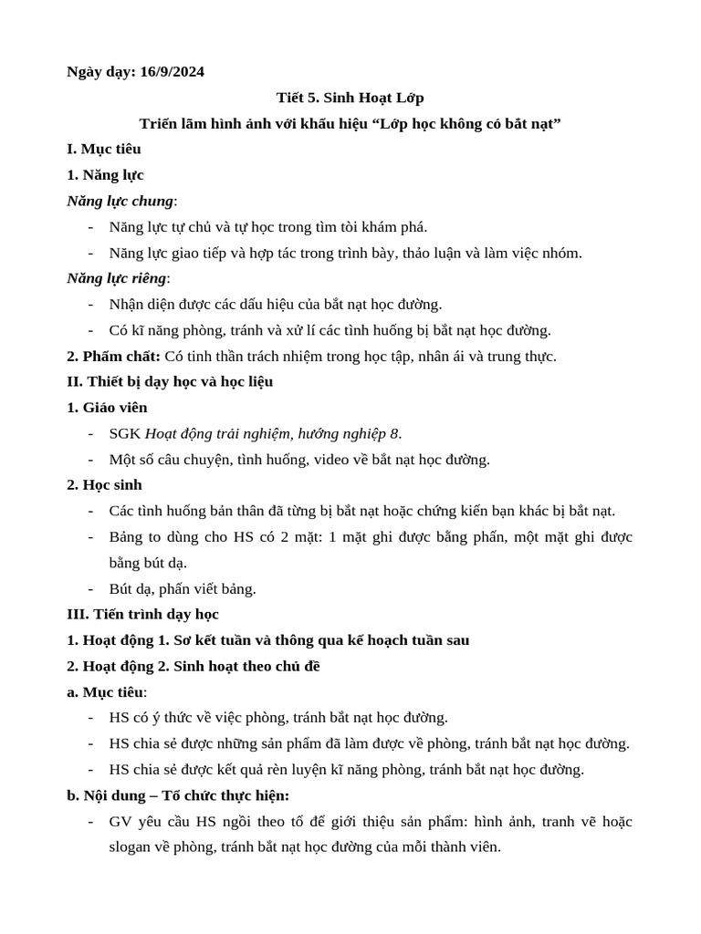 Tiết 5 HDTN 8 SHL Triễn Lãm Hình Ảnh Với Khẩu Hiệu | PDF