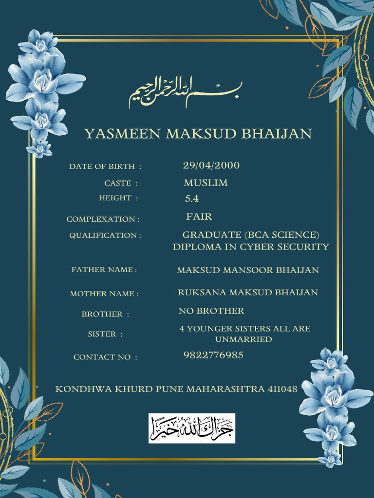 Yasmeen Biodata New | PDF