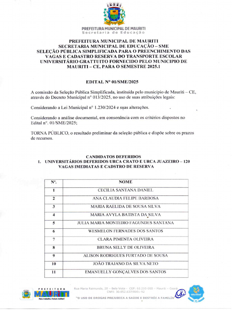 Resultado Preliminar 1 2025 0000001 | PDF