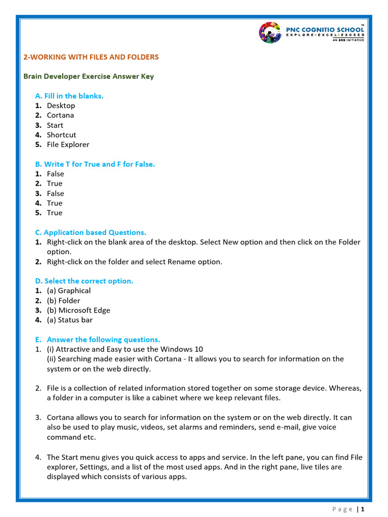 2. Working with Files and Folders - Brain Developer Exercise | PDF