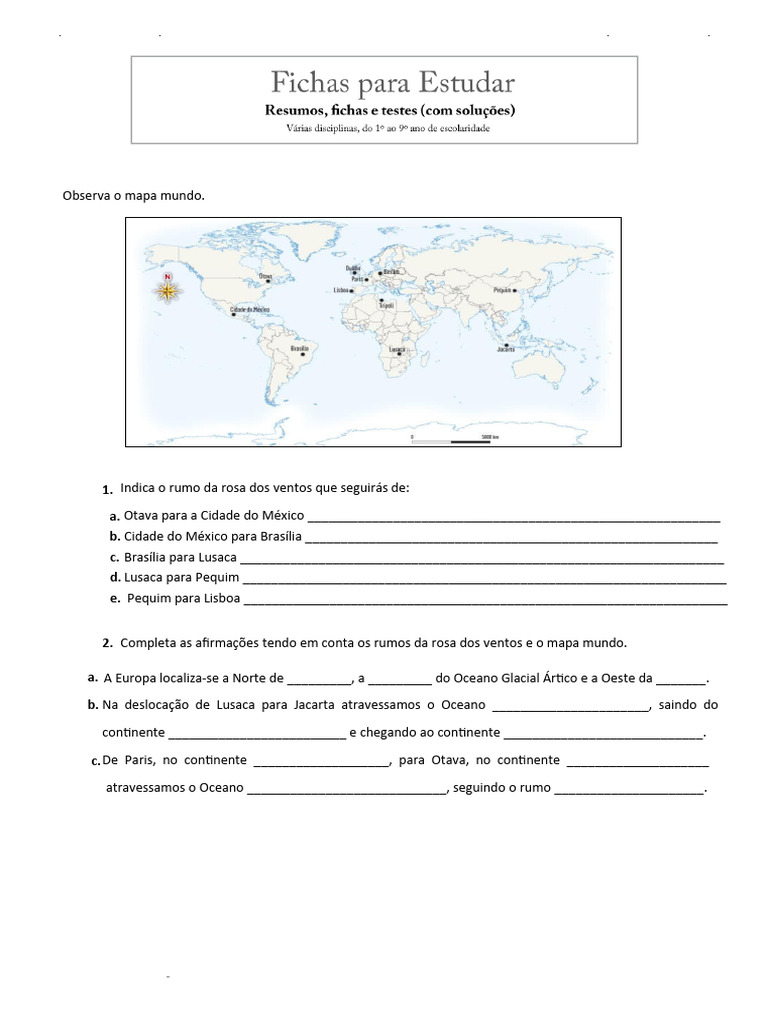 Ficha Geografia 7 Ano Localizacao Relativa Dos Lugares | PDF