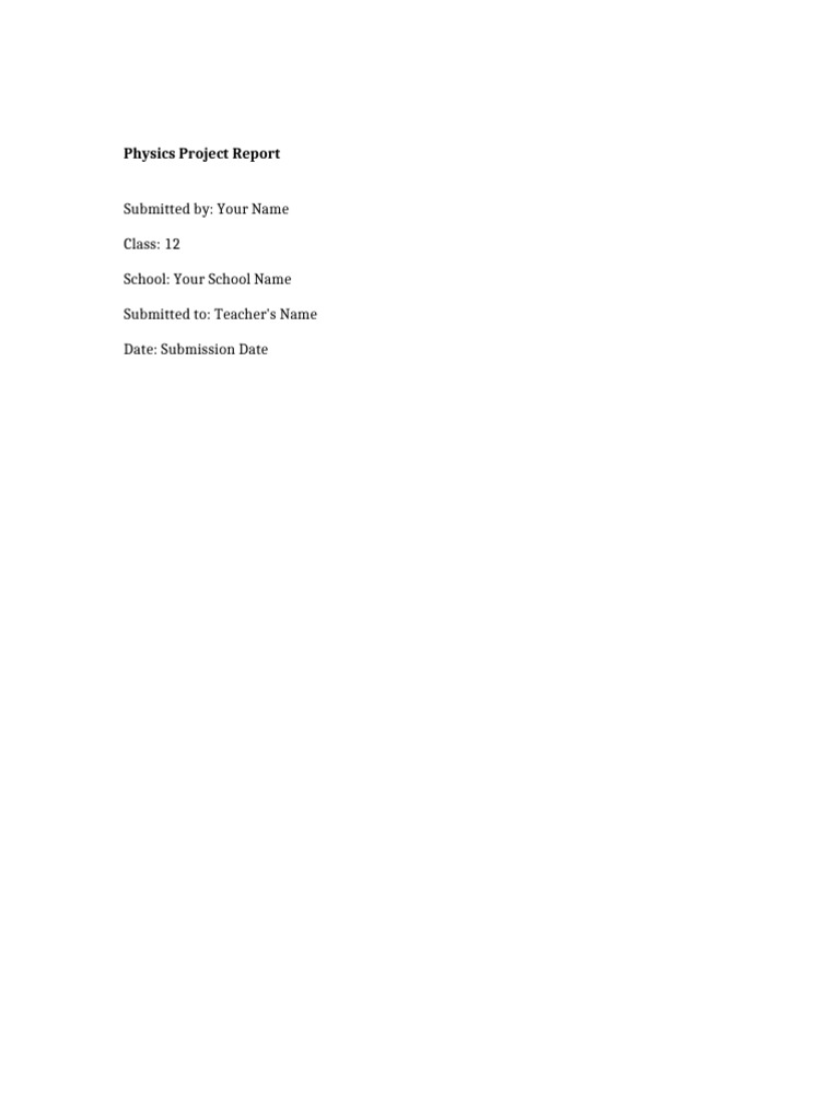 Physics Project File | PDF