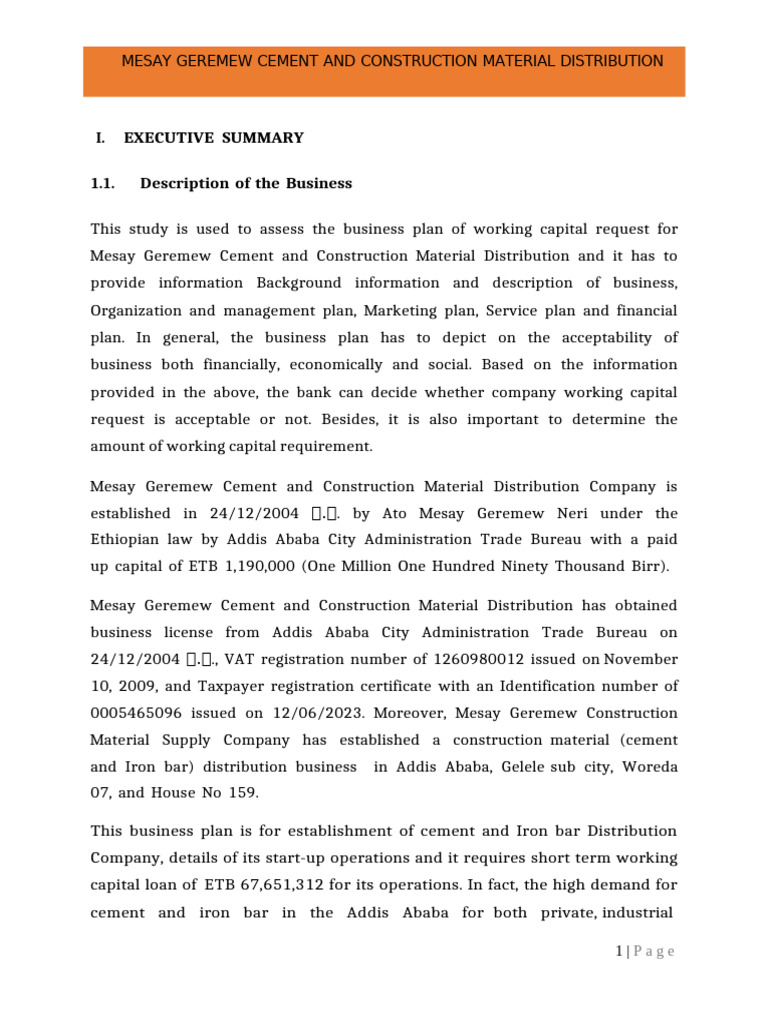 Mesay Geremew Cement Distribution Plan | PDF | Employment | Salary