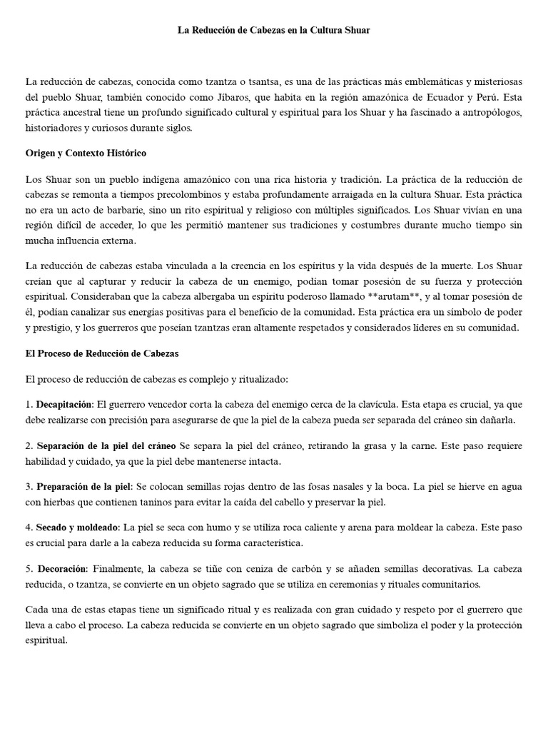 La Reducción de Cabezas en La Cultura Shuar - 20250210 - 090326 - 0000 ...