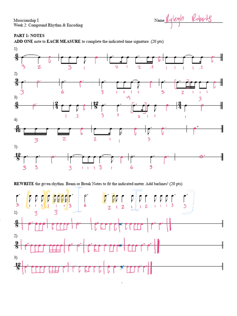 02 Compound Rhythm Mus 1 F24 | PDF | Musical Notation | Performing Arts