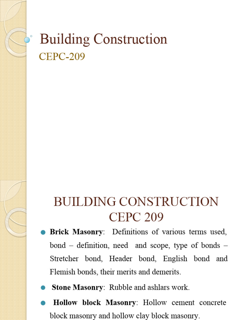 Building Construction Basics | PDF | Masonry | Brick