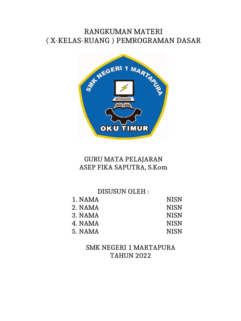 Rangkuman Pemrograman Dasar SMK | PDF
