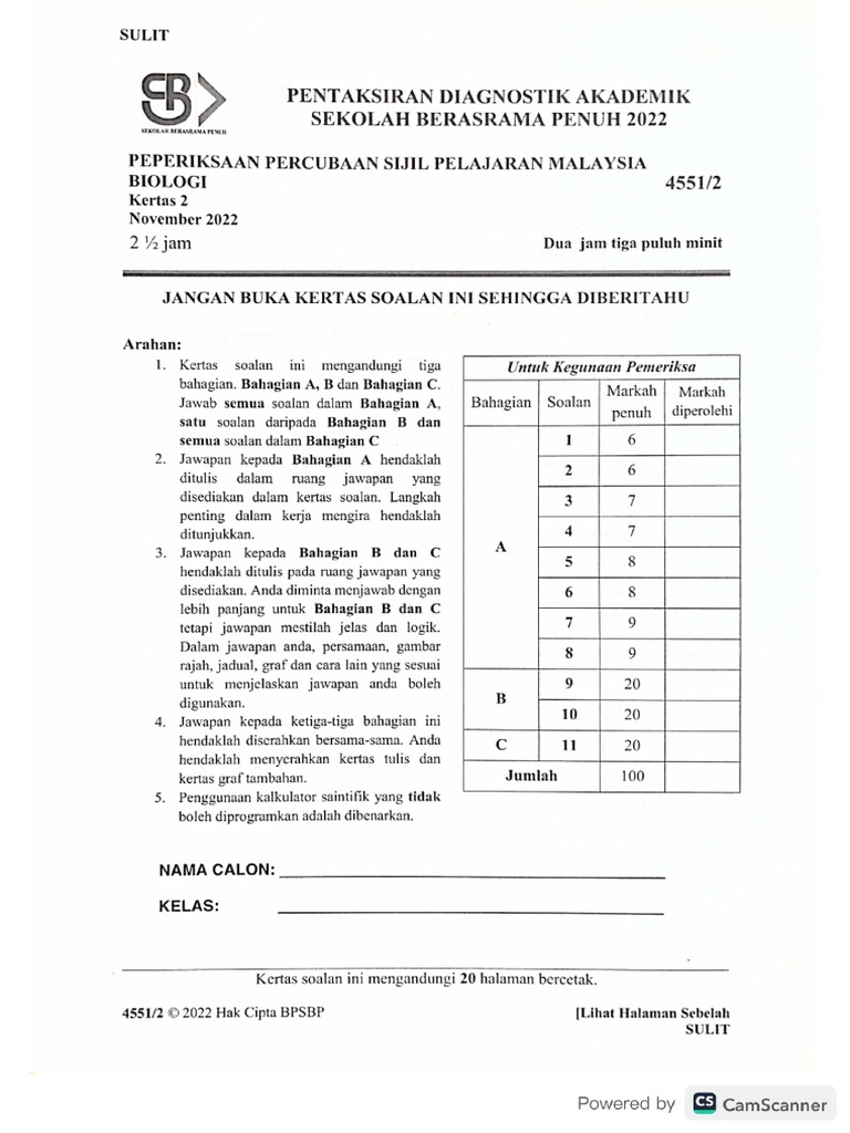 2022 SBP Biology K2 | PDF