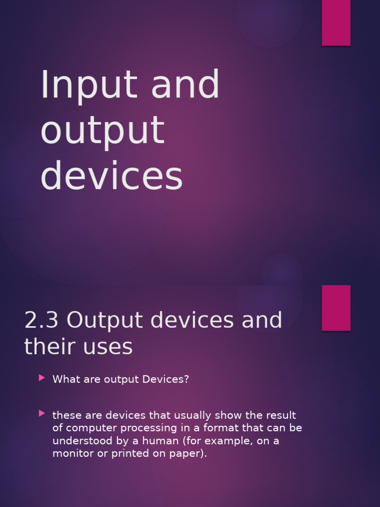 Output Devices: Types and Uses | PDF | Printer (Computing) | Computer ...