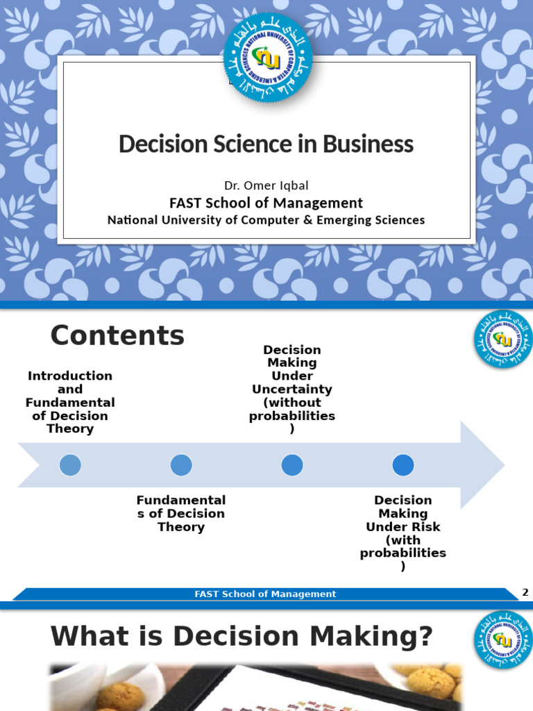 Lecture 1 - Intro, Decision Making Under Uncertainity & Risk | PDF | Economics Of Uncertainty ...