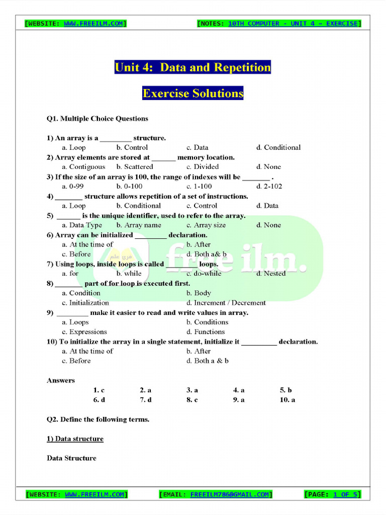 10th Comp CH 4 Exercise | PDF