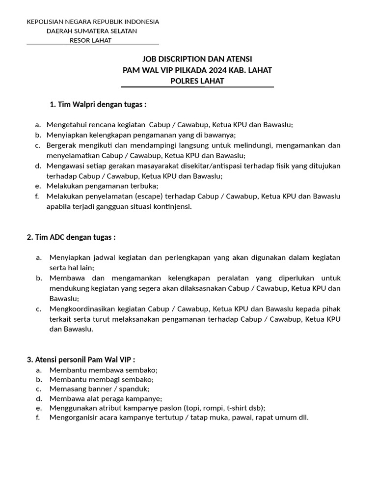 Job Dsicription Walpri Dan Adc | PDF