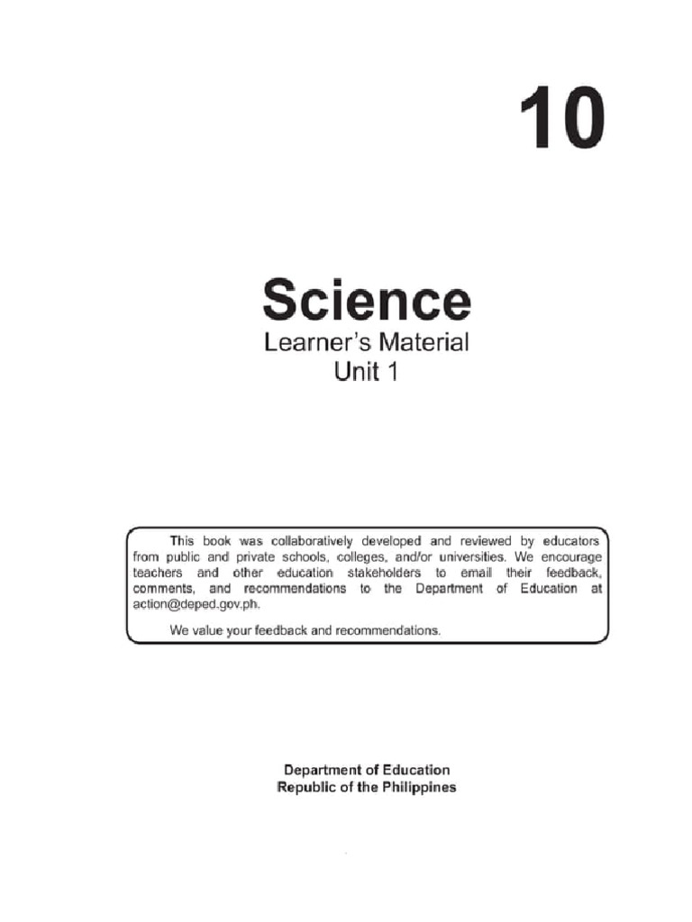 Science 10 Learners Material Q1 | PDF