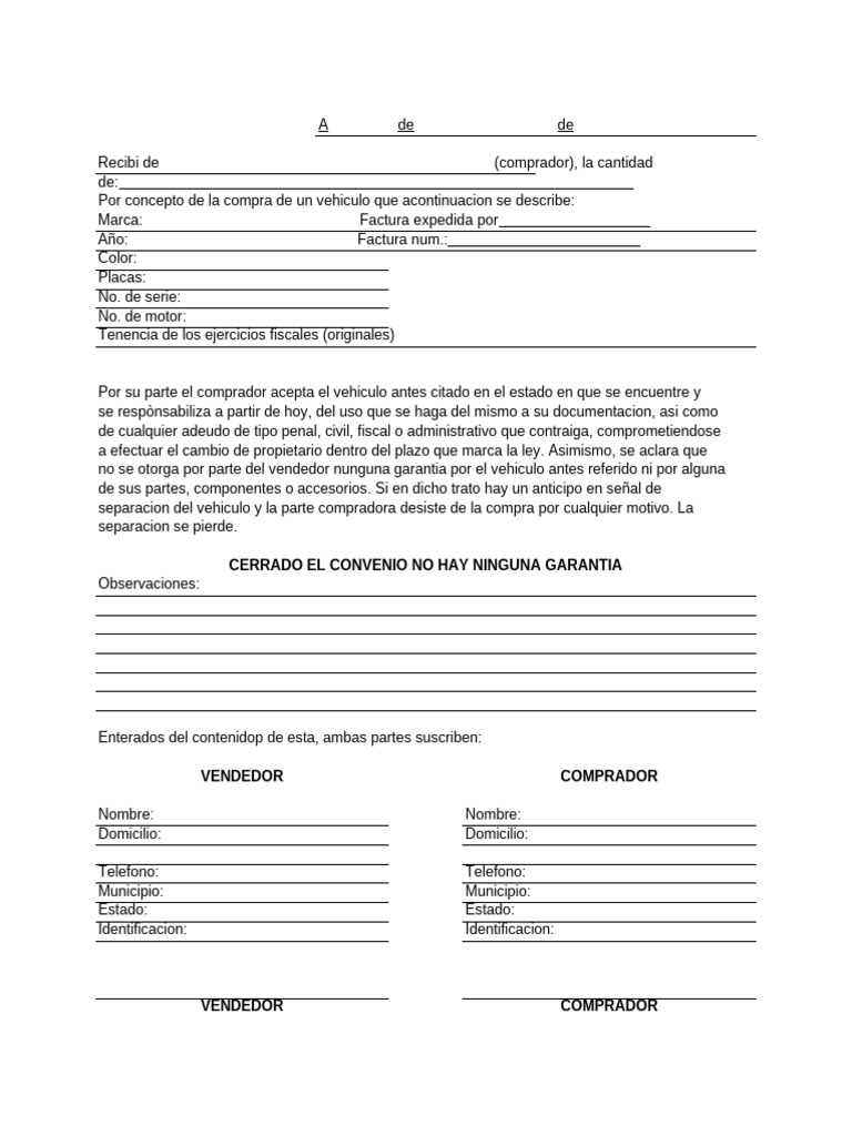 Carta Compra Venta | PDF