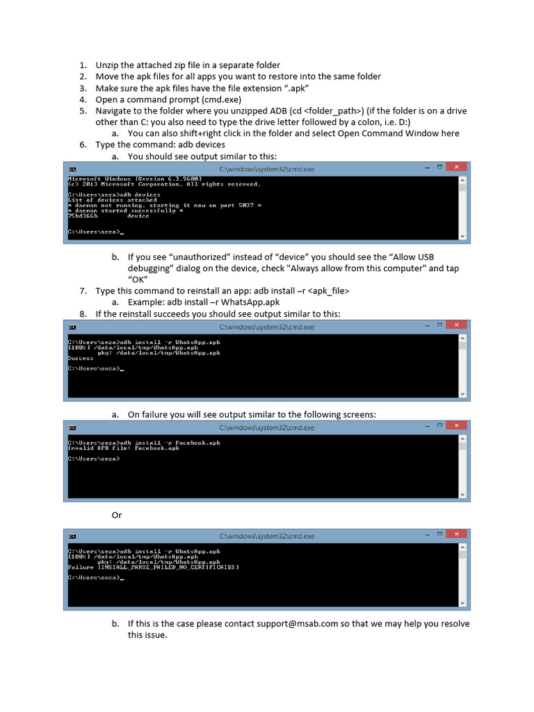 Tutorial MSAB para Reinstalar o WhatsApp Após Erro No APK Downgrade | PDF