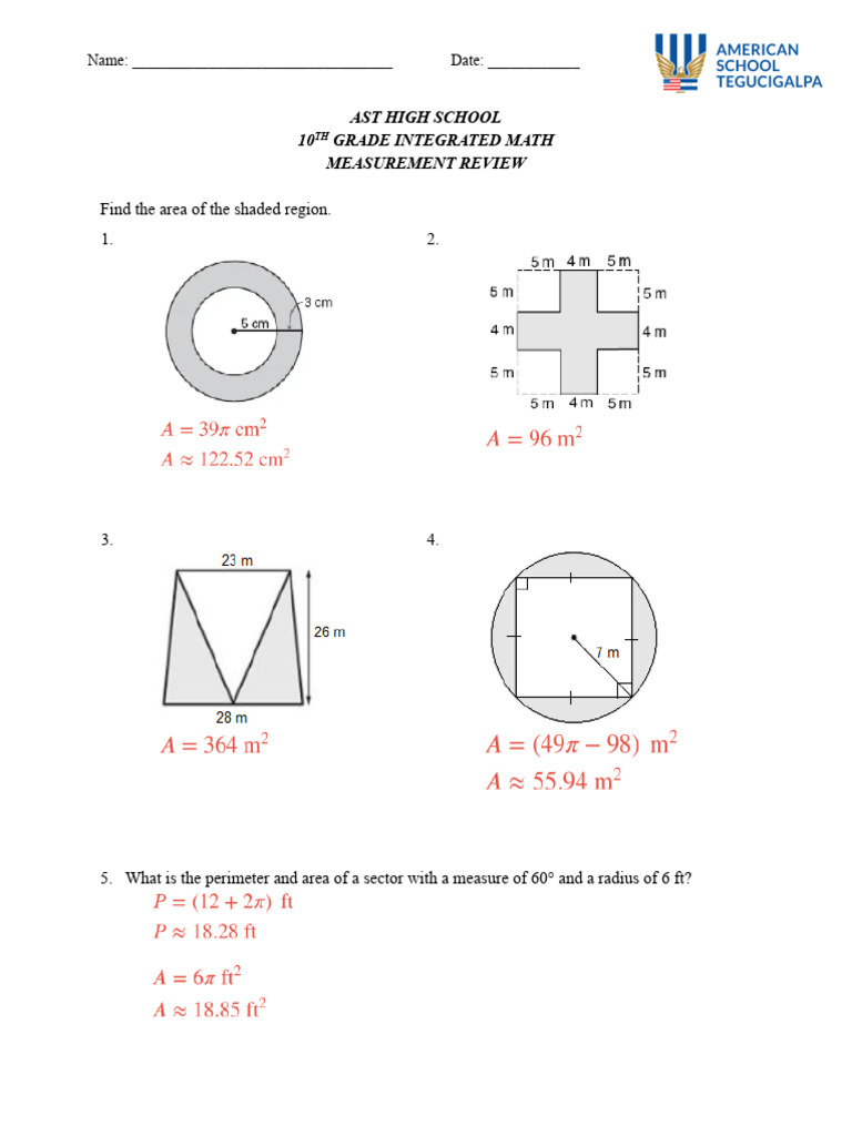 Measurement Review Key | PDF