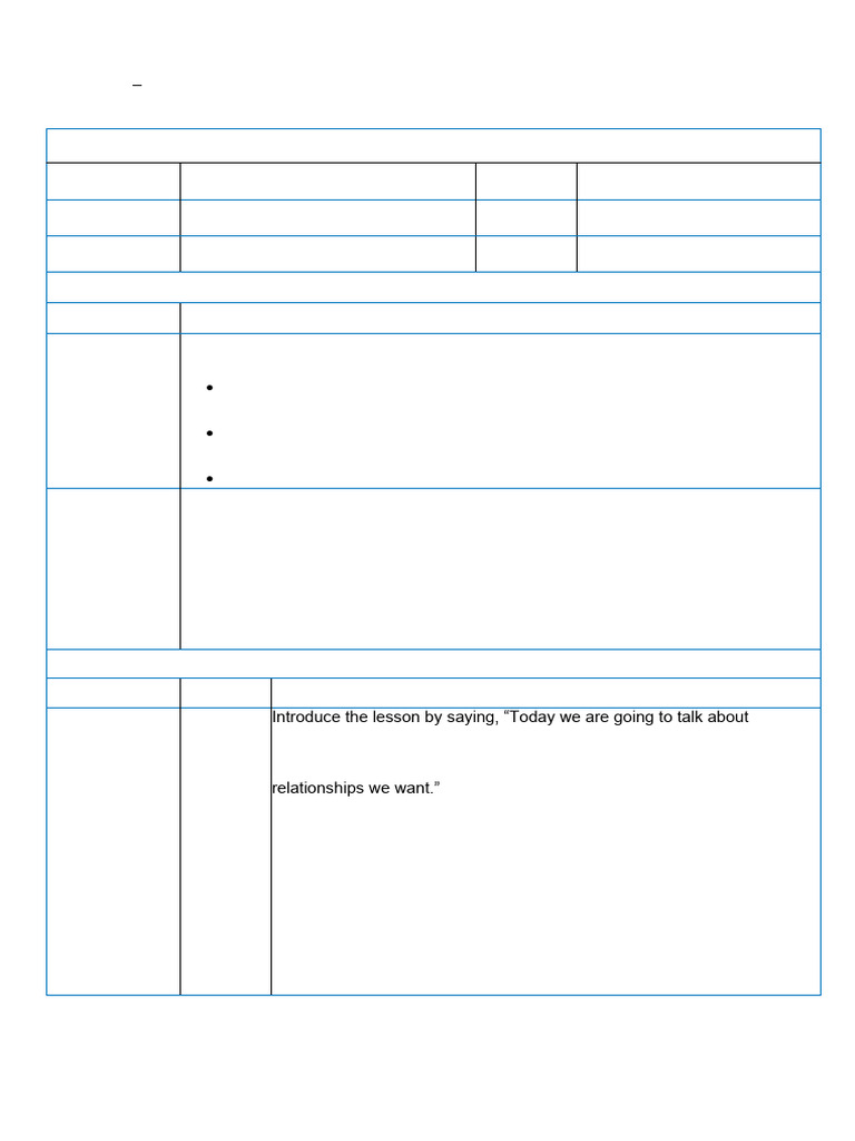 Healthy Relationships Lesson Plan | PDF | Intimate Relationships ...