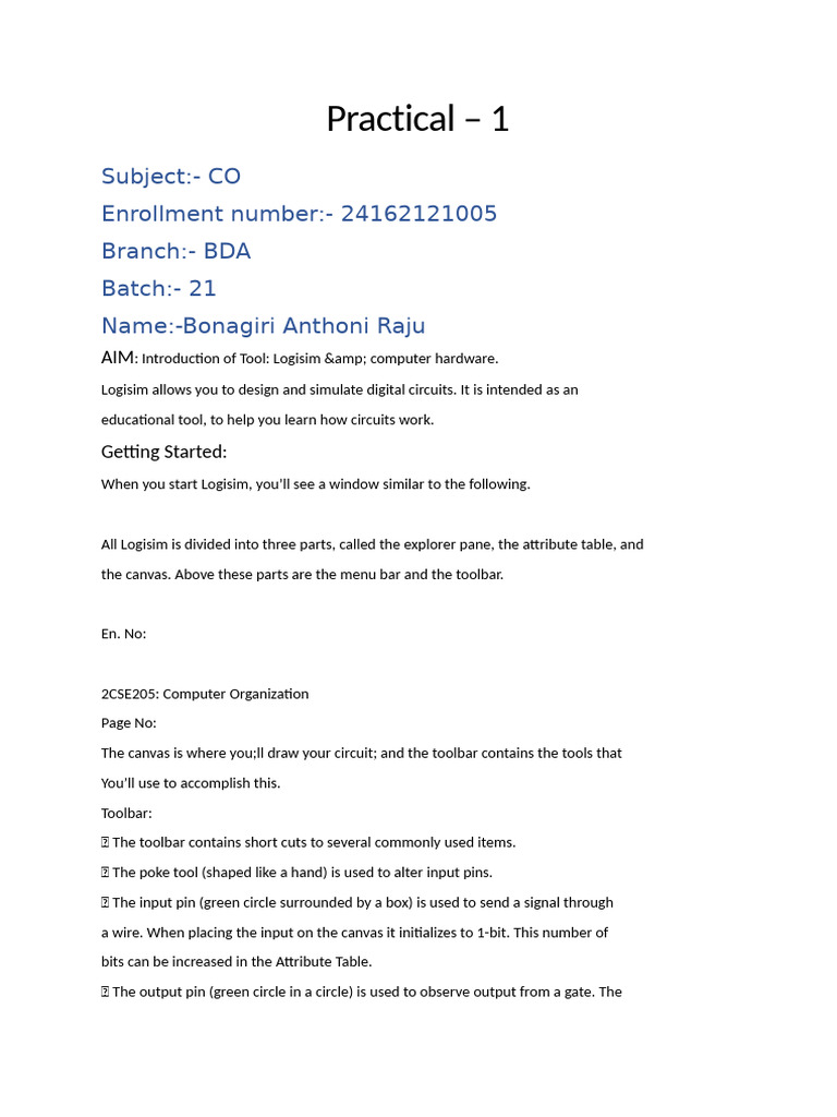 CO Practical 1 | PDF | Electronic Design | Computer Engineering