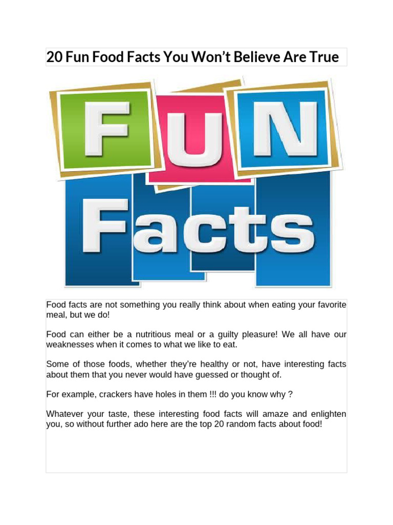 20 Incredible Food Facts Uncovered | PDF | Chocolate | Pizza