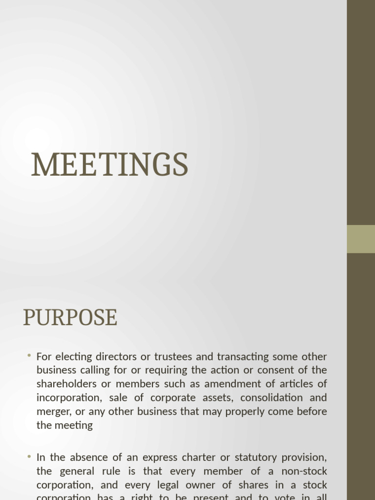 Title 6 Meetings | PDF | Proxy Voting | Board Of Directors