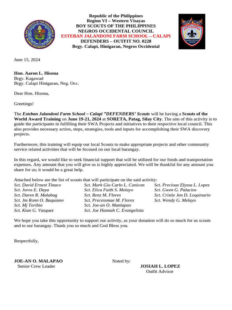 Solicitation Letter | PDF