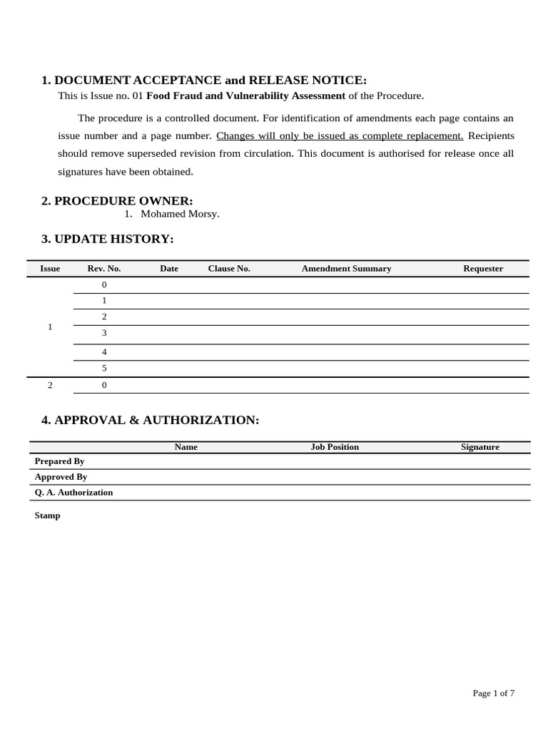 Food Fraud Vulnerability Assessment Guide | PDF | Risk
