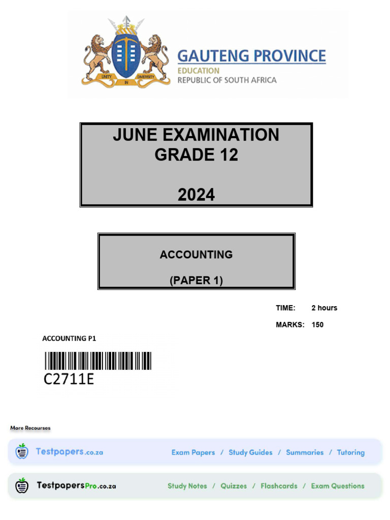 Grade 12 Accounting Exam Paper 1 | PDF | Dividend | Equity (Finance)