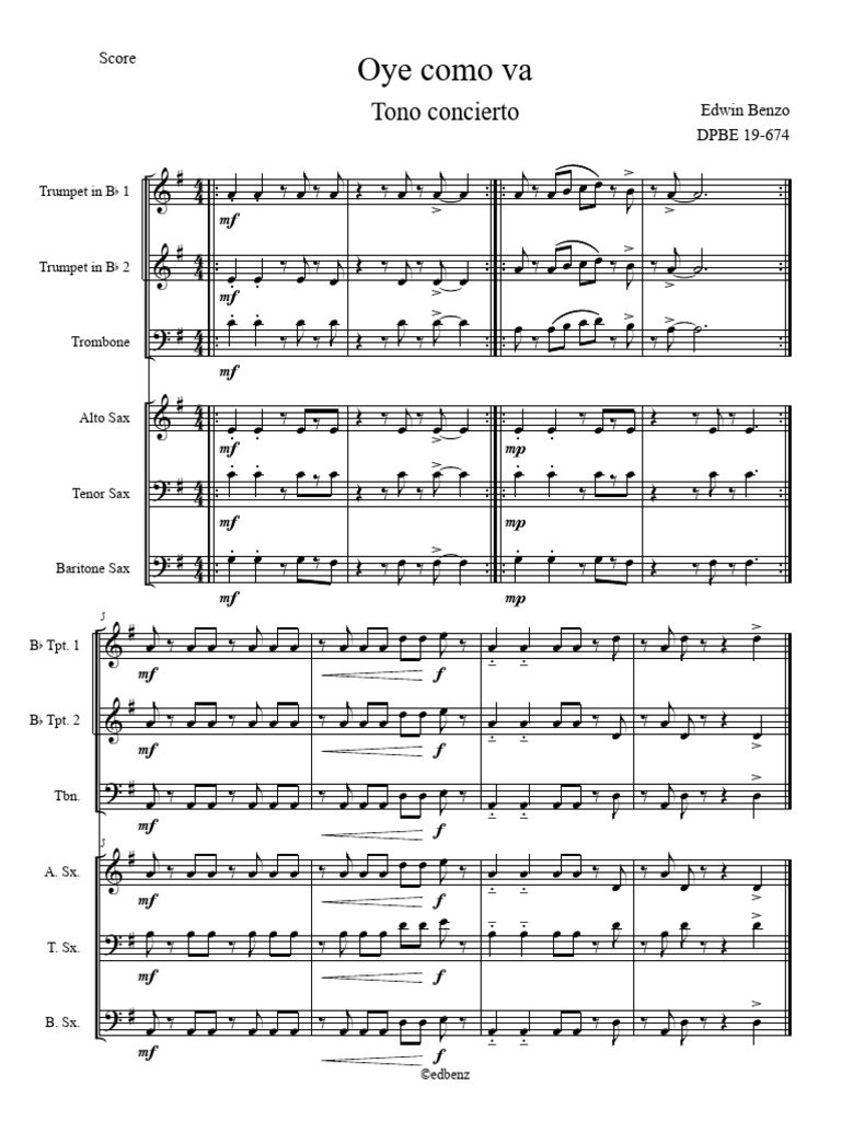 Oye Como Va Tono Concirto | PDF | Aerophones | Musical Instruments
