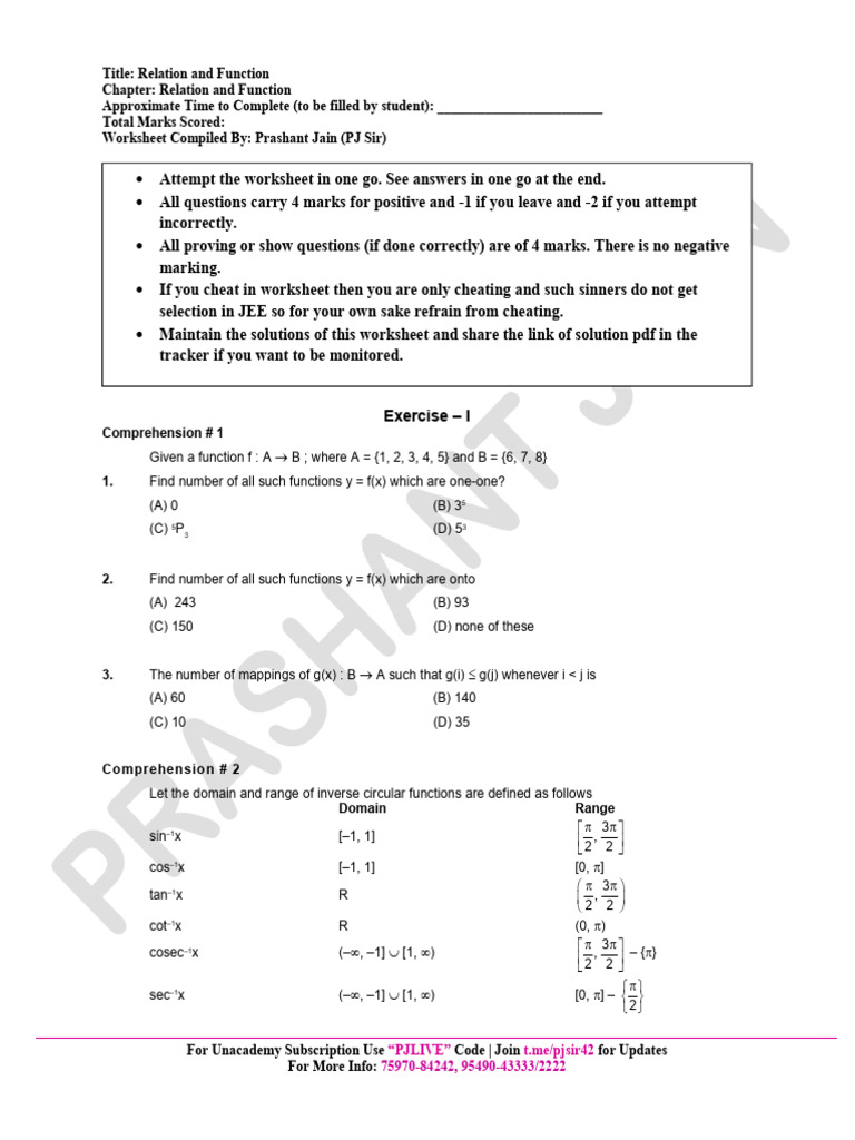 Worksheet-13_Relation_and_Function_-Ex._1Comprehension__1737384066956 | PDF