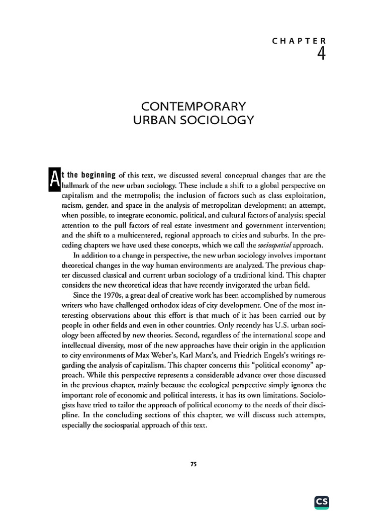 Chapter 4 Contemporary Urban Sociology | PDF