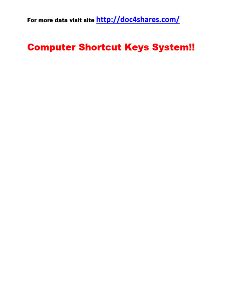 Essential PC Keyboard Shortcuts Guide | PDF | Human–Computer ...