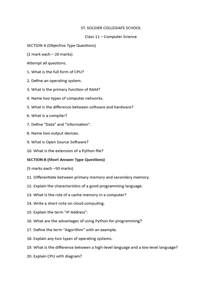 Class 11 Computer Science | PDF