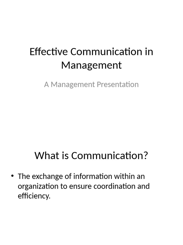 Effective Communication in Management | PDF