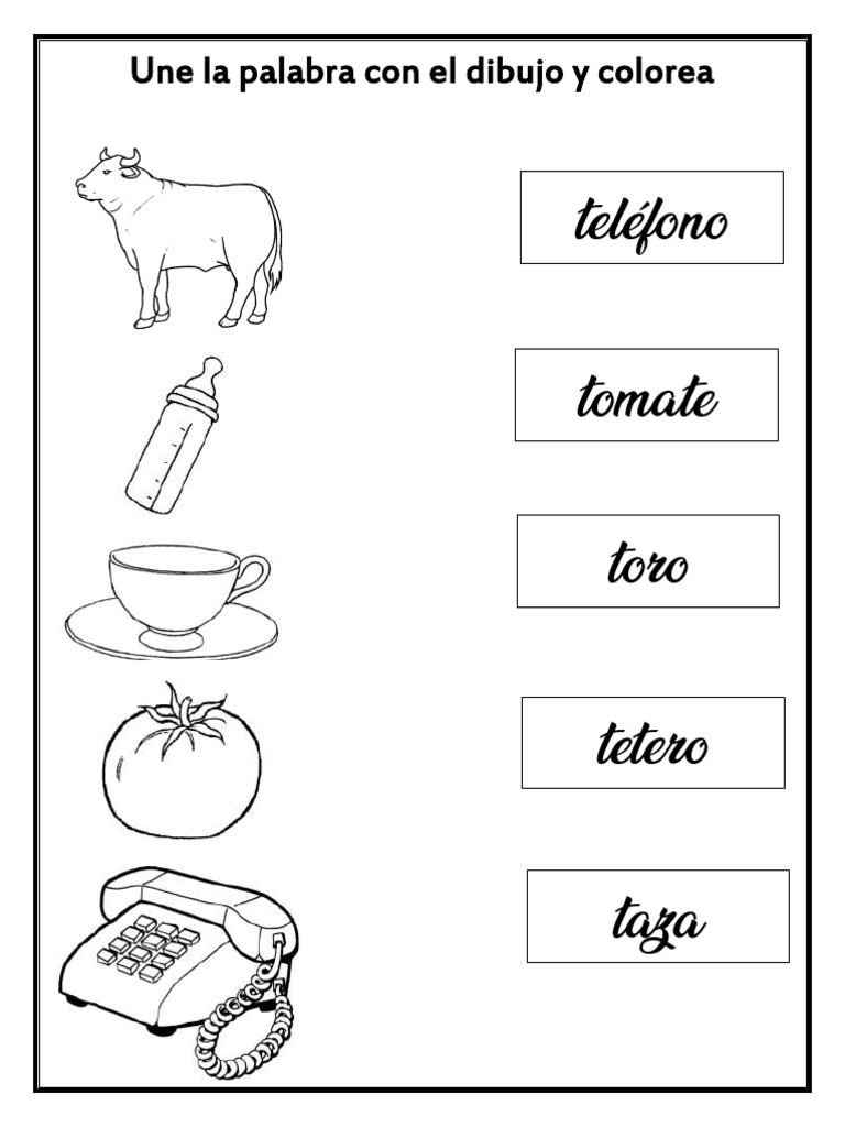 Une palabras y dibuja: Colorea diversión | PDF