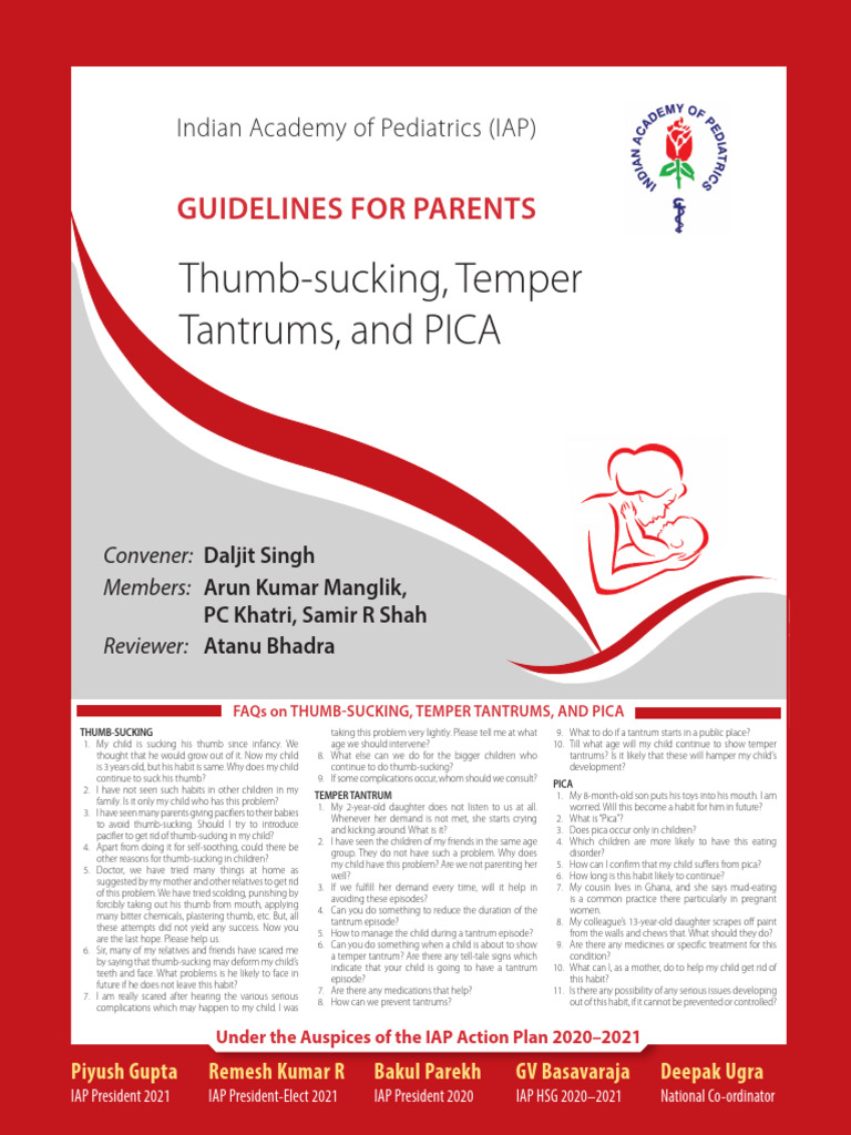 IAP Parental Guideline Thumb Sucking Temper Tantrums and PICA | PDF | Behavioural Sciences