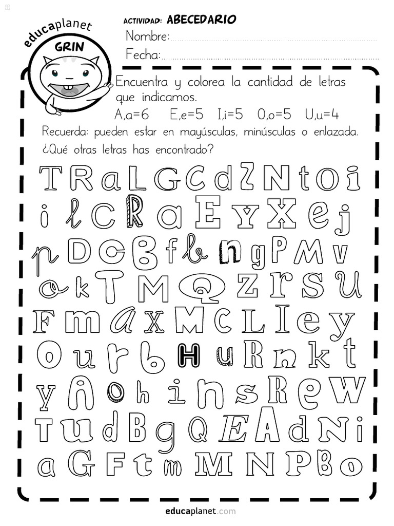Abecedario Colorea Letras Vocales Educaplanet | PDF