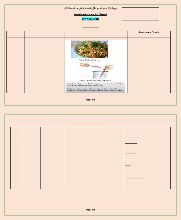 Assignment-2021 Cl-VI (19th Week) | PDF
