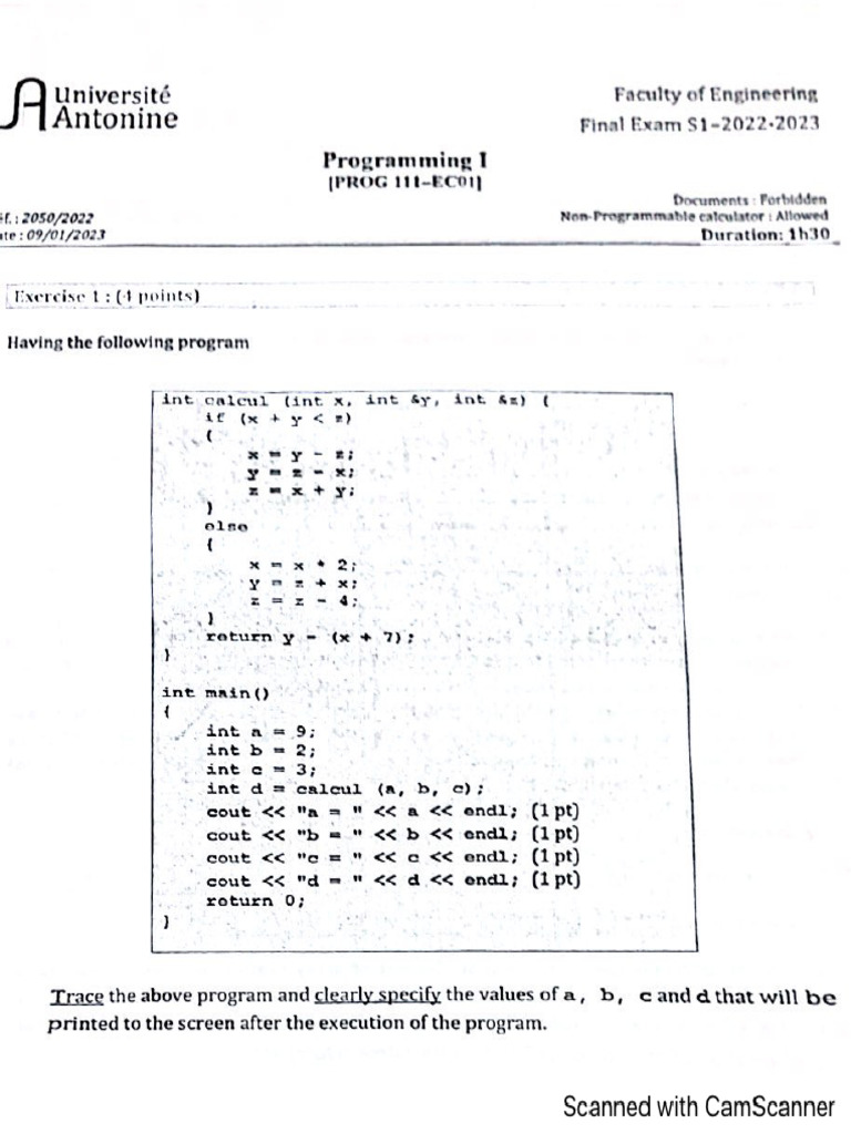 Final Programming 1 2022-2023 | PDF