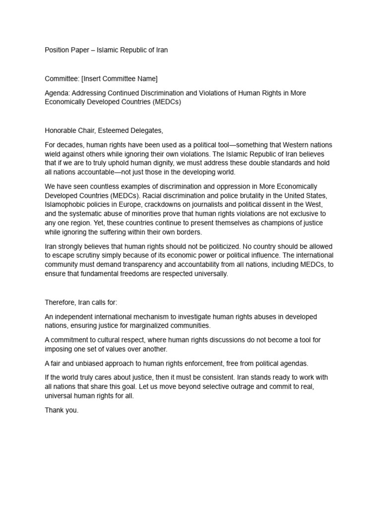 Position paper 2 | PDF | Human Rights | Discrimination & Race Relations