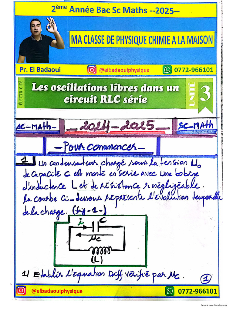 RLC Libre 2eme Bac SC Math Prof El Badaoui - 2025 | PDF