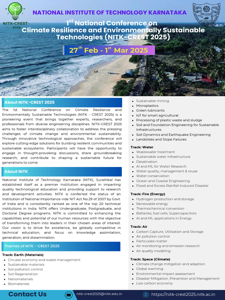 NITK-CREST 2025: Climate Resilience Conference | PDF | Climate Change Mitigation | Climate Change