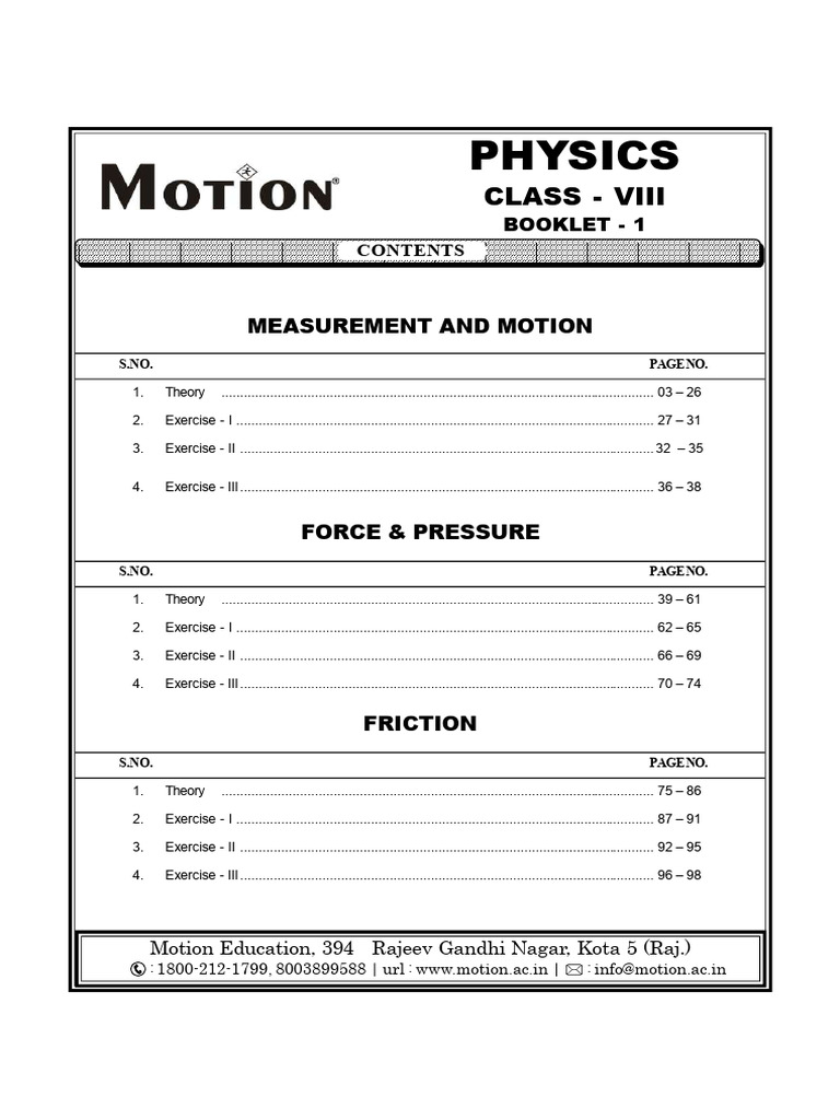 Class 8 Physics: Measurement & Motion | PDF | Acceleration | Speed