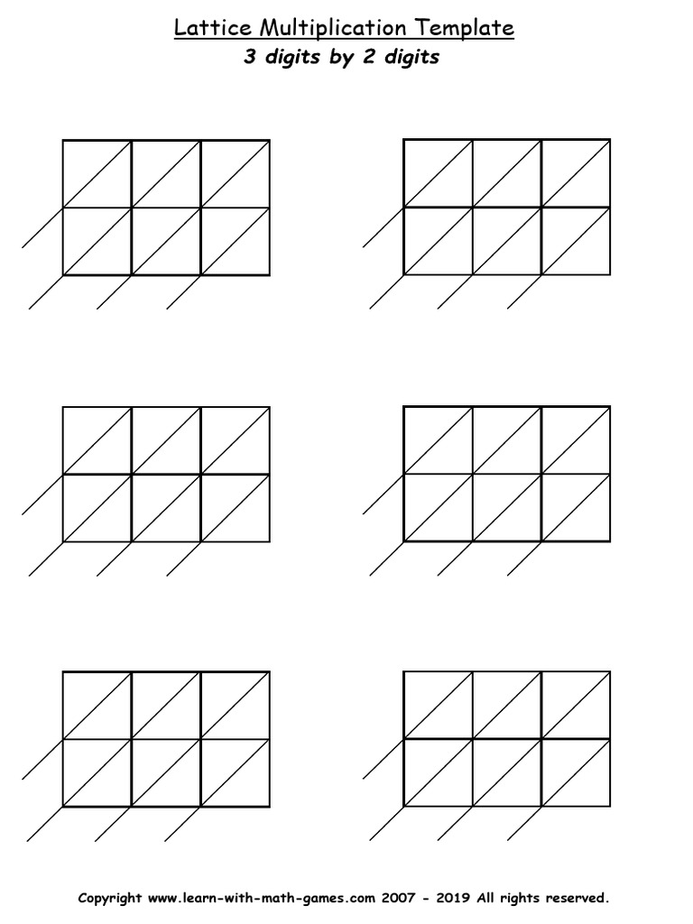Lattice Multiplication Template 3x2 Digits | PDF