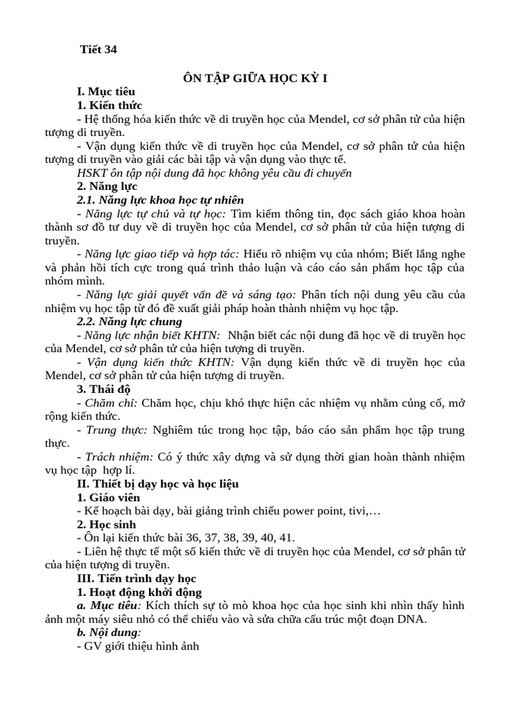 ÔN TẬP GIỮA HỌC KỲ I-KHTN9 (S.Song) | PDF