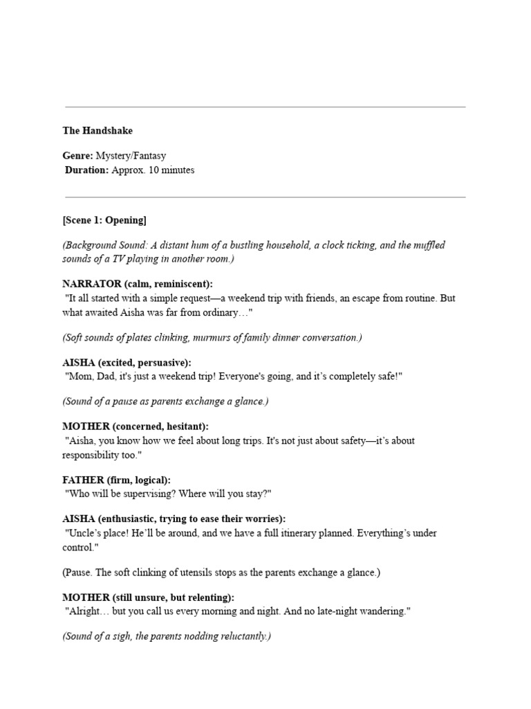 THE HANDSHAKE-audiobook Script. | PDF