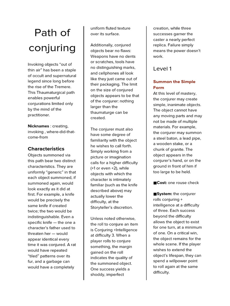 Path of conjuring | PDF