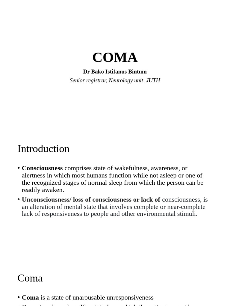Coma | PDF | Coma | Thalamus
