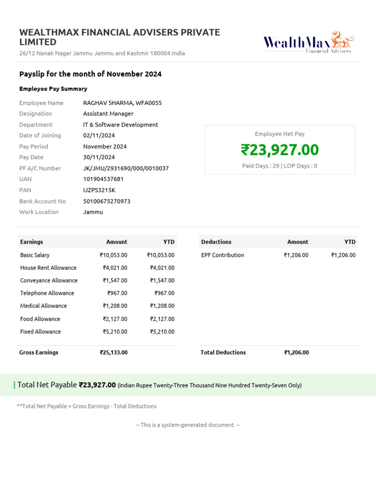 2024-11 payslip | PDF