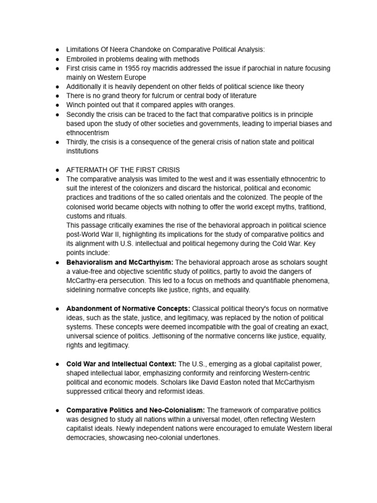 Limitations of Neera Chandoke On Comparative Political Analysis | PDF ...