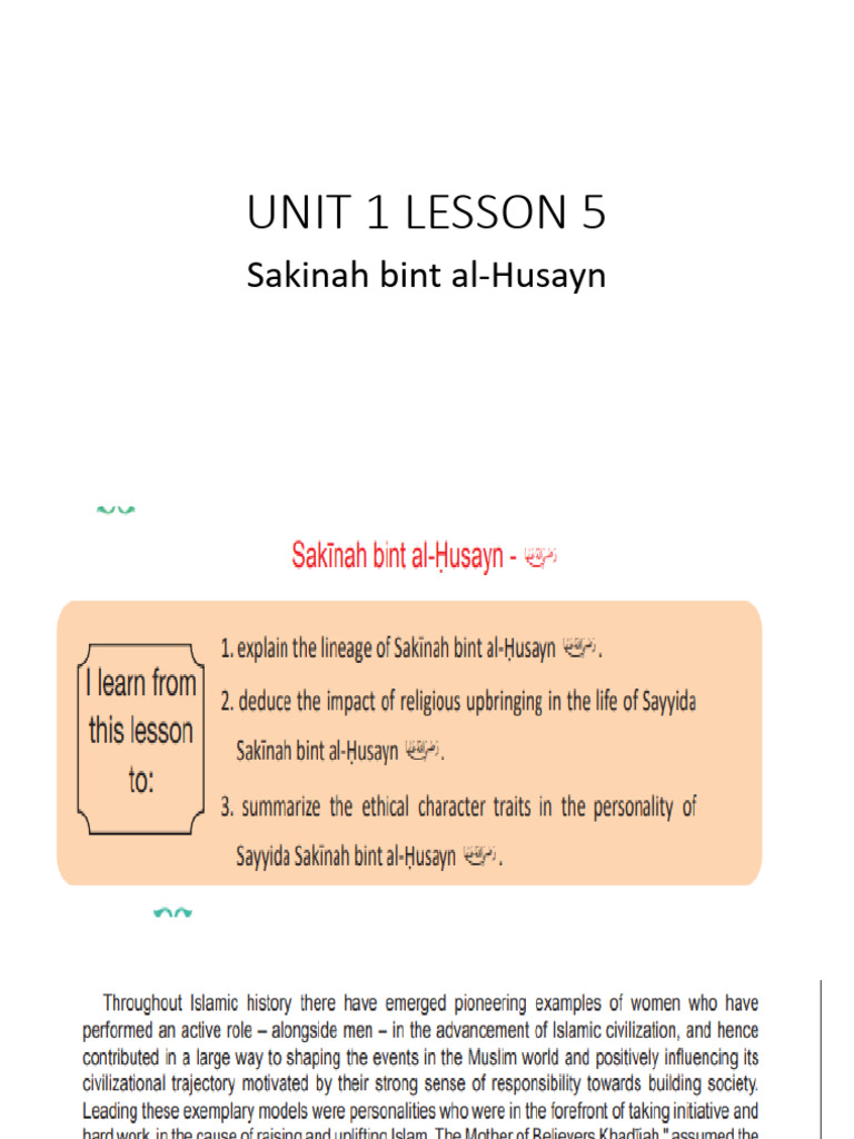 Sakinah Bint Al-Husayn (Notes) | PDF | Muhammad | Hadith